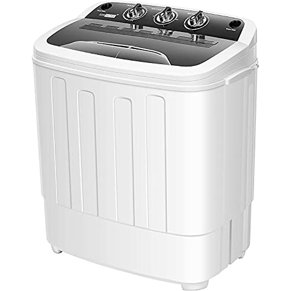 VIVOHOME Electric Portable 2 in 1 Twin Tub Mini Laundry Washer and Spin Dryer Combo Washing Machine with Drain Hose for Apartments 13.5lbs Black & White