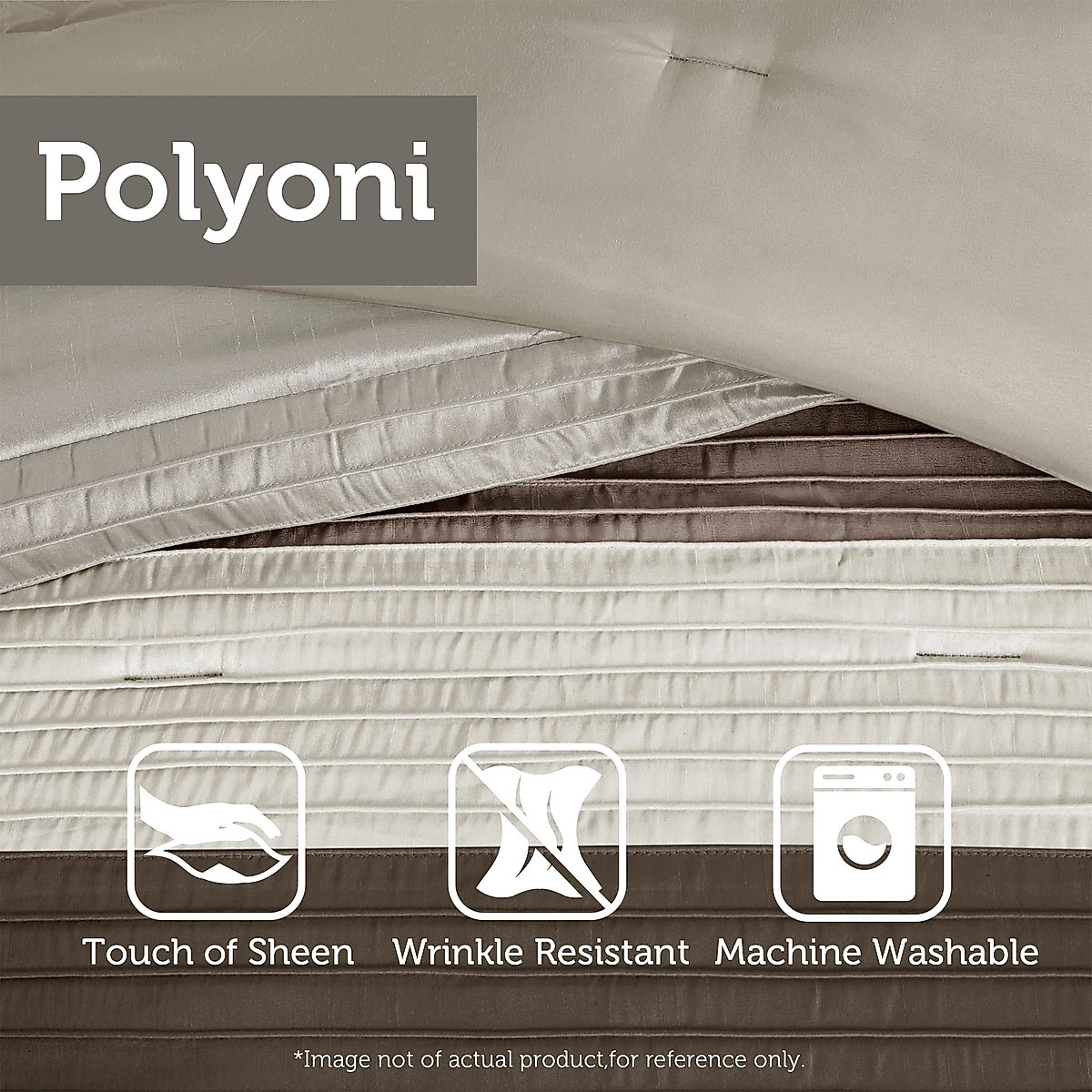 Madison Park Amherst Faux Silk Comforter Set-Casual Contemporary Design All Season Down Alternative Bedding, Matching Shams, Bedskirt, Decorative Pillows, Queen(90"x90"), Natural, 7 Piece (MP10-121)