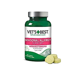 Vet’s Best Seasonal Allergy Relief | Dog Allergy Supplement | Relief from Dry or Itchy Skin | 60 Chewable Tablets