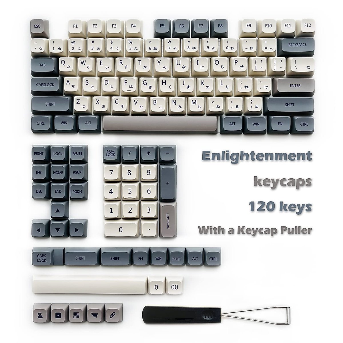 XDK Custom Keycaps 120 Keys(PBT XDA Dye-Sub) Enlightenment Japanese Keycap Set