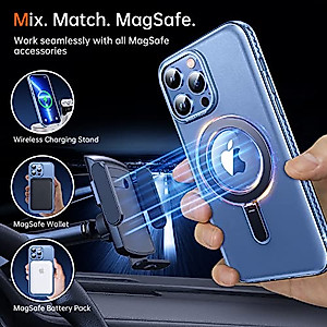 JUESHITUO for iPhone 13 Pro Max Phone Case with Magnetic Stand, [Mil-Grade Shockproof Protection] [Compatible with MagSafe] [Elf-Eye Design] Shockproof Phone Case for iPhone 13 Pro Max, Blue
