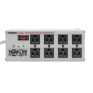 Tripp Lite ISOBAR8ULTRA Isobar 8 Outlet Surge Protector Power Strip, 12ft Cord, Right-Angle Plug, Metal Lifetime Limited Warranty & Dollar 50,000 Insurance White