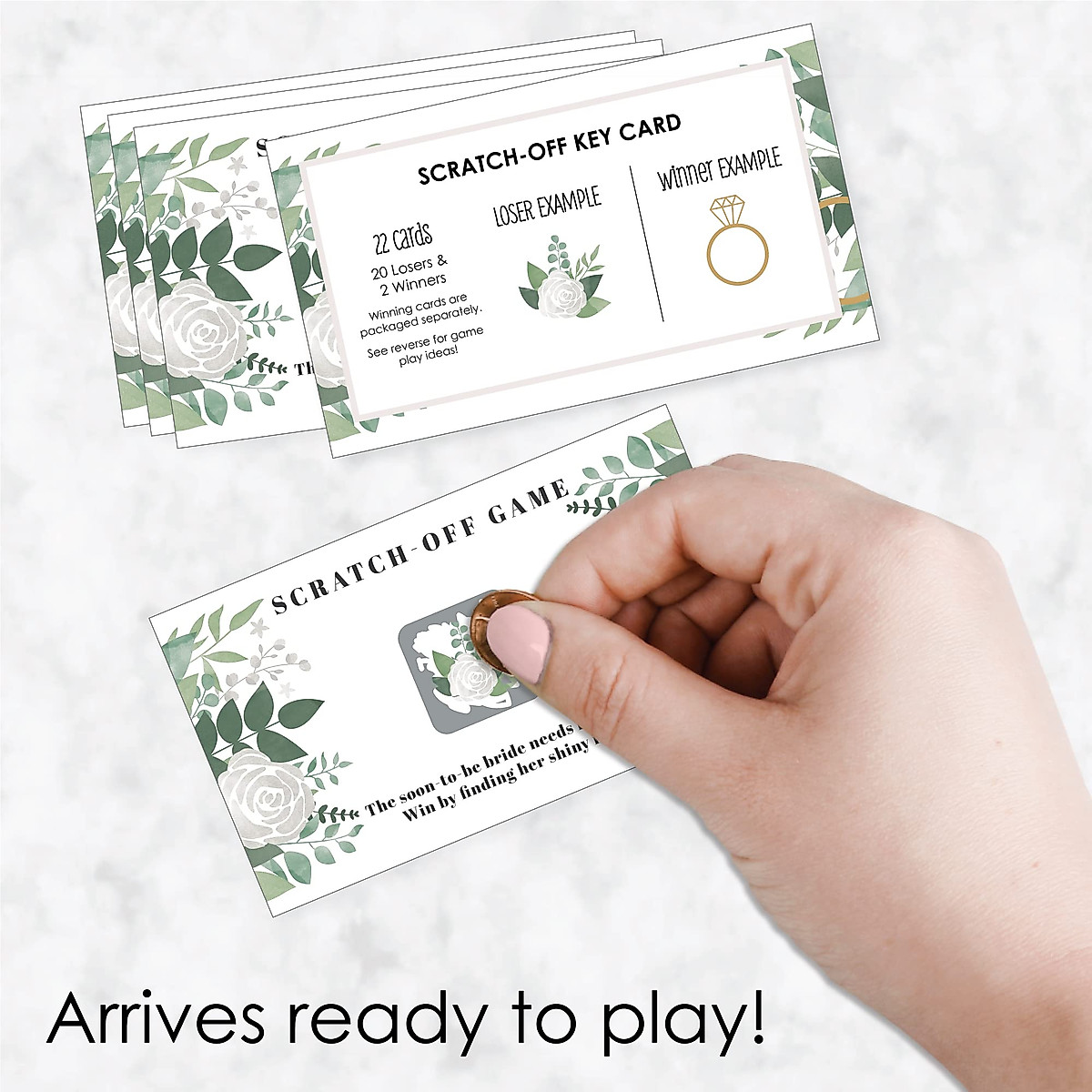 Big Dot of Happiness Boho Botanical Bride - Greenery Bridal Shower and Wedding Party Game Scratch Off Cards - 22 Count