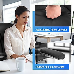 Big and Tall Office Chair 400lbs Ergonomic Computer Desk Chair with High Back, Adjustable Executive Office Chair with Flip-up Armrests, Pu Leather Swivel Task Chair for Home Office, Black