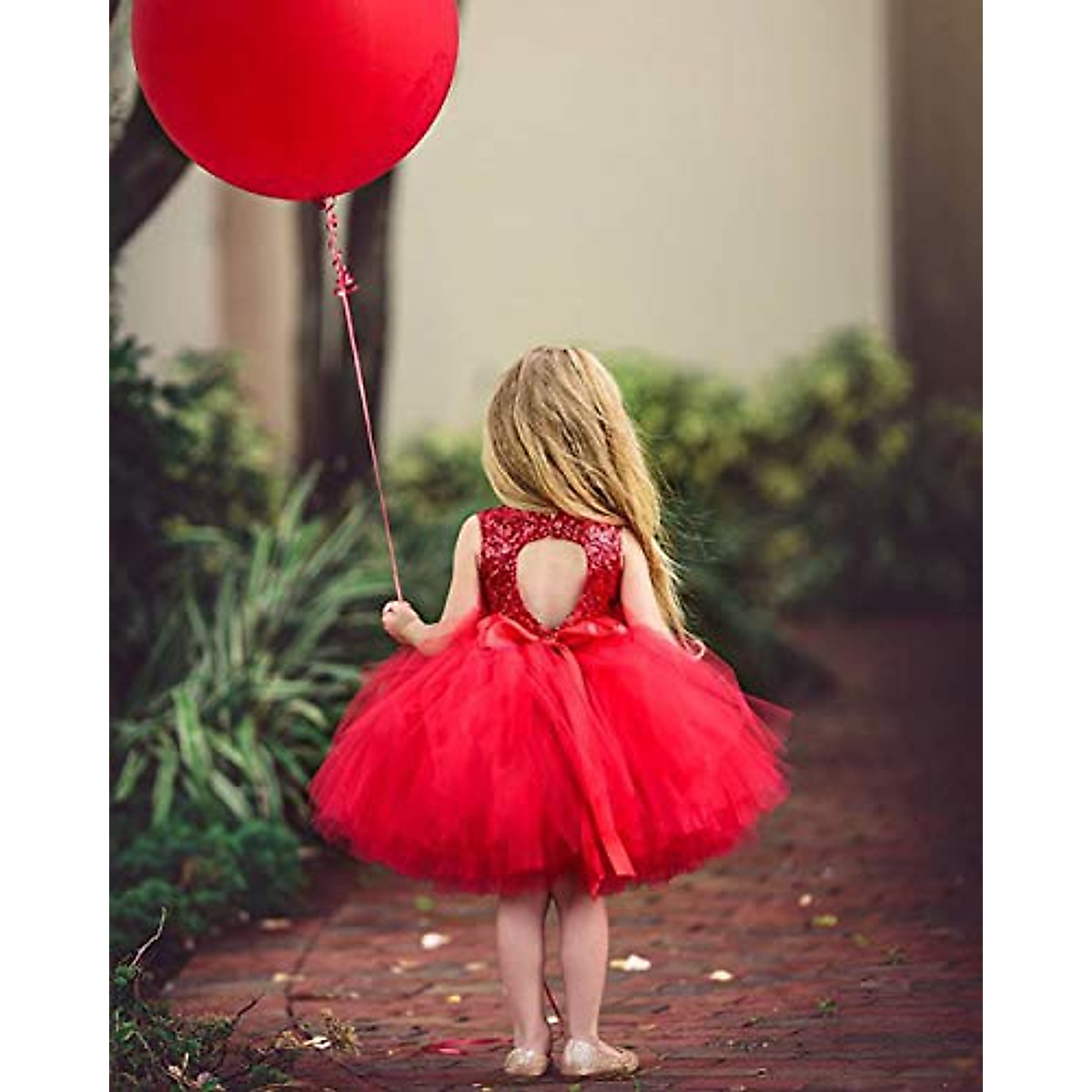 Toddler Baby Girl Valentine's Day Outfit Heart Sequins Backless Tutu Dress Little Valentine Princess Dress (Red, 2-3Y)