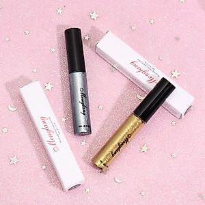 2021 Upgraded Liquid Glitter Eyeliner Set, Metallic Shimmer Glitter Eyeshadow, Long Lasting Waterproof Shimmer Sparkling Eyeliner Eye Shadow - Gold