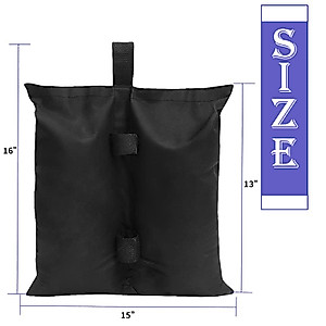 SLOWSNAIL 2-Pack Durable Sandbags for Canopy Tent 112 LBS - Double Pockets Series Weight Bags for Pop up Canopies, Sun Shelter, Gazebos, Carport - Black