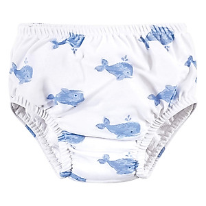 Hudson Baby Unisex Baby Swim Diapers, Blue Whale Navy Anchor, 12-18 Months