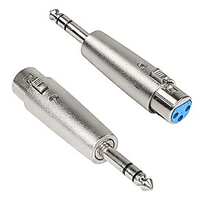PNGKNYOCN 1/4" to XLR Adapter，6.35mm TRS Male to XLR Female Stereo Balanced Audio Connector for Mixer, Speaker, Microphone and More（2-Pack）