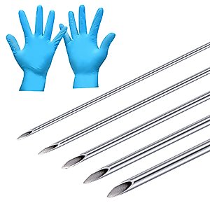 JIESIBAO 25PCS Mixed Piercing Needles, 12G 14G 16G 18G 20G Disposable Sterile Stainless Steel Hollow Piercing Needles for Ear Nose Septum Belly Tongue Eyebrow Nipple Lip Piercing