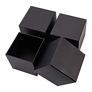 Dasofine Black Gift Boxes, 4'' × 4'' × 3.8'' Kraft Paper Square Box with Lid, 3pcs Small Gift Box, Candle Boxes, Gift Boxes for Halloween, Present, Party