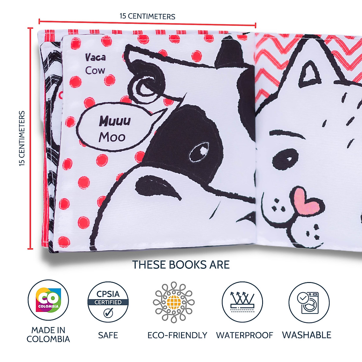 Bilingual Books for Babies | 3 Cloth Book Set Written in Spanish and English | Early Learning Sensory Development for Babies | Crinkle Touch | High Contrast Infant Toys For Early Development