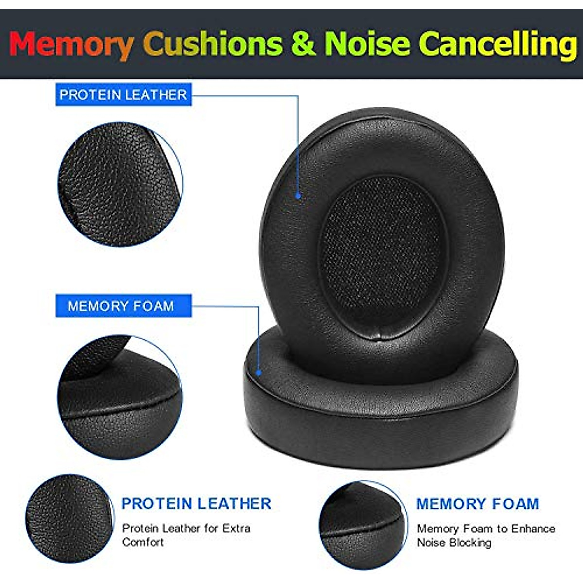 Beats Studio 2 3 Protein Leather Ear Pads and Cooling-Gel Ear Pads Bundle