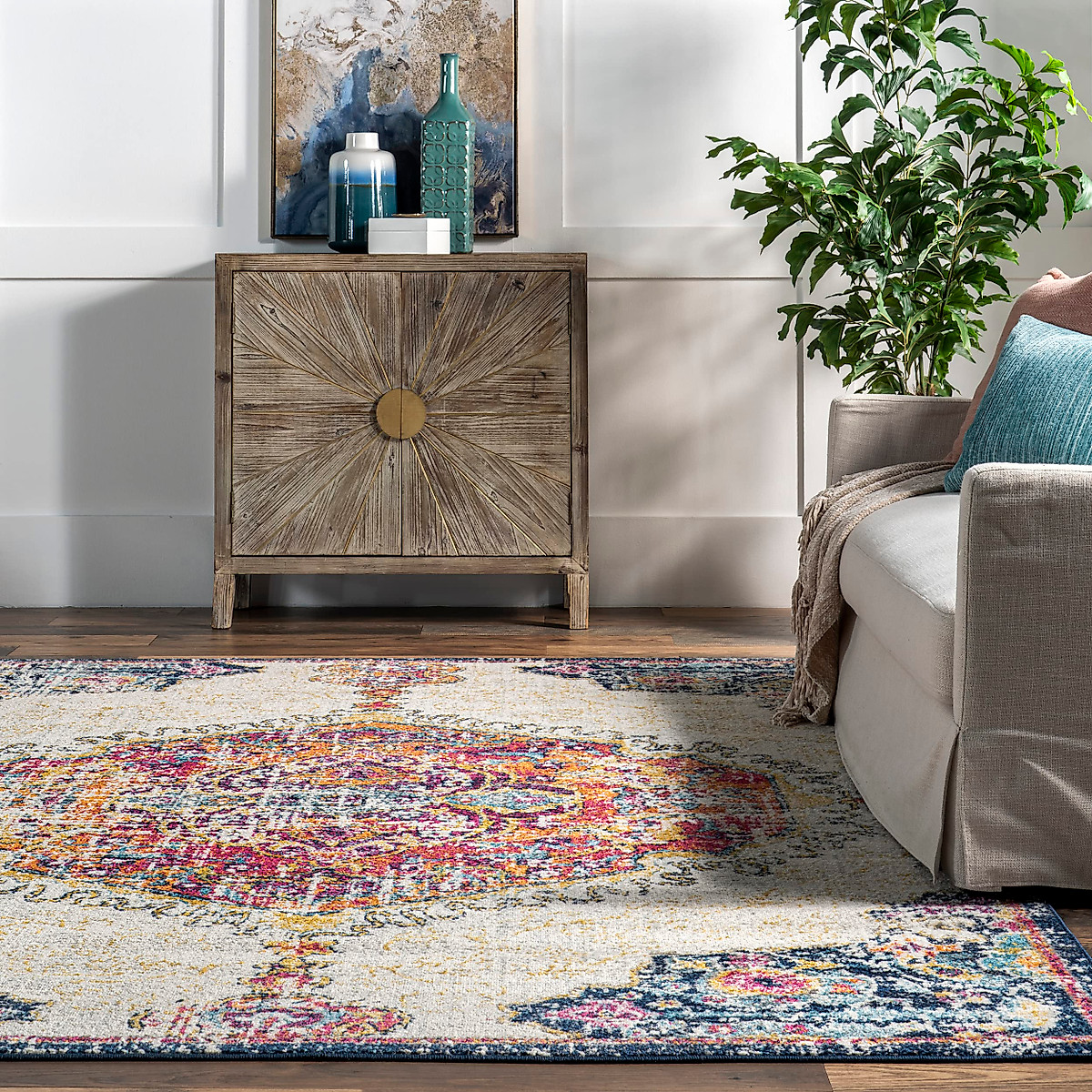 nuLOOM Maranda Transitional Medallion Area Rug, 7x9, Multi