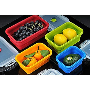 Sailing Elegant Collapsible Silicone Lunch Box/Container, Super Convenient Stackable Food Storage Containers, Material Safe (Set of 4, Multi)