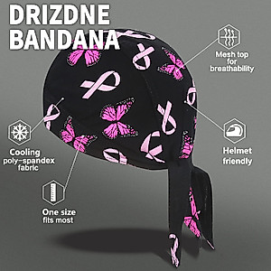 DANLCUPL DOO Rags Dew Rag Skull Cap Pirate Hat Cycling Bandana Motorcycle Biker Cooling Head Wrap Beanie Helmet Liner Ribbon Butterfly Pink Black