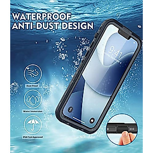 Dewfoam Design for iPhone 14 Waterproof Case, Shockproof Dustproof Phone Case for iPhone 14 with Screen Protector, Full Body Protective Cover for iPhone 14 6.1'' (Black)