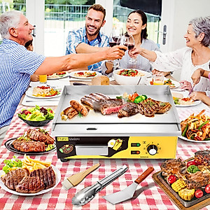 Dyna-Living Commercial Electric Griddle 22'' Stainless Steel Countertop Griddle 3000W 110V Flat top Grill Electric for Home Kitchen, Restaurant, 122~572℉ Temperature Adjustable