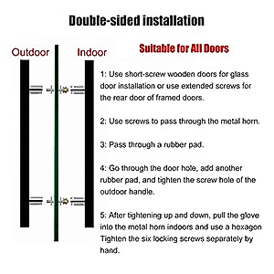 Contemporary Interior Exterior Front Door Handle, Glass Shower Push Pull Door Handle, Heavy Duty Sliding Barn Door Handles, Double Sided, 24/31/39/47/59 Inch Long (Brushed Black 50cm/19.7in)