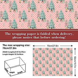 AnyDesign 12 Sheet Christmas Wrapping Paper Pink Nutcracker Gift Wrap Paper Folded Flat DIY Art Craft Paper for Birthday Party Baby Shower Packaging, 19.7 x 27.6 Inch
