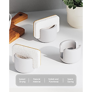 Diatomite Sponge Holder for Kitchen Sink, Diatomite Quick Dry Sponge Holder, Dish Stone Sponge Holder for Kitchen Sink, Diatomaceous Earth Sponge Holder