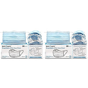 Case-Mate Disposable 3 Ply Face Mask, 50 Count (Pack of 1)