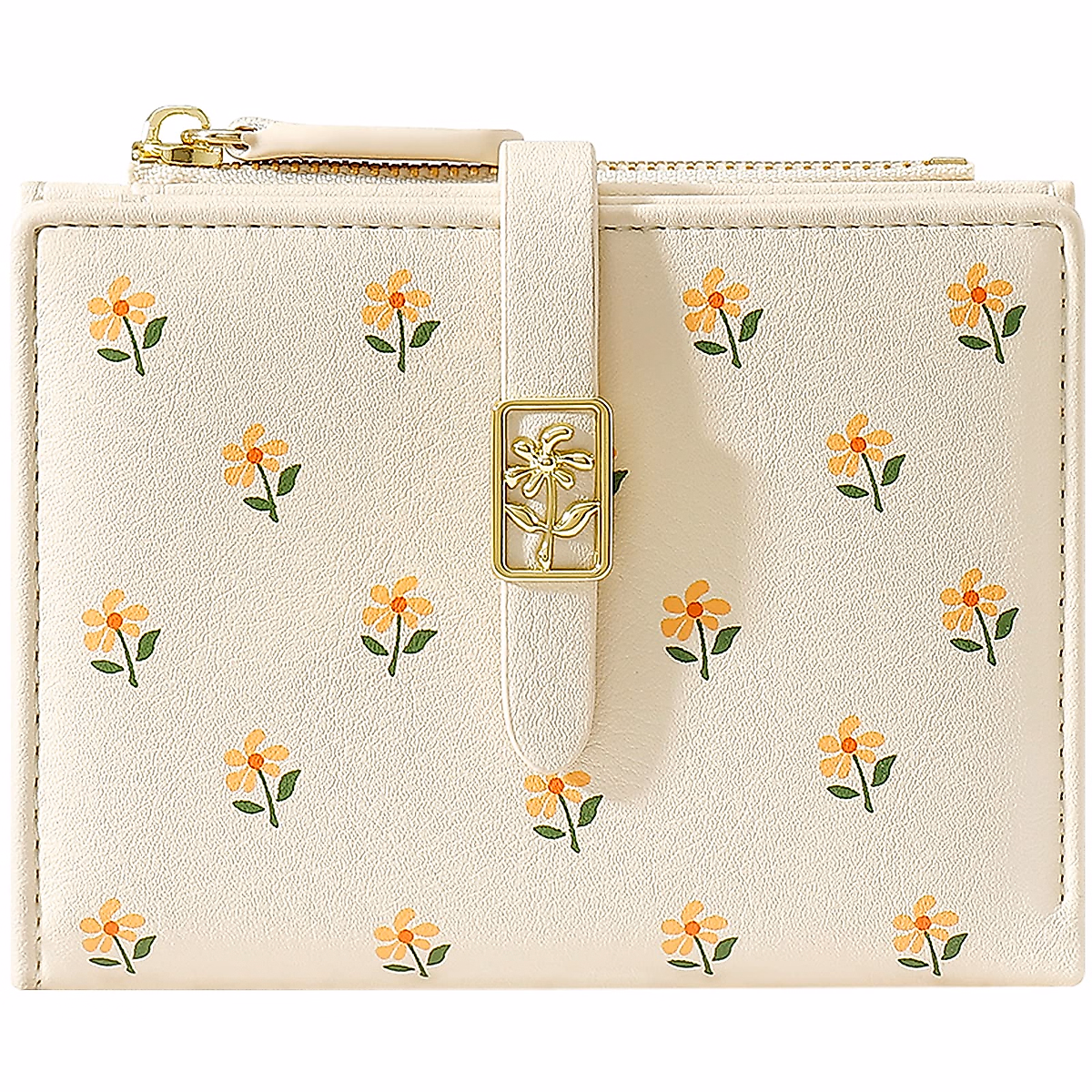 YINHEXI Women's Wallet, Faux Leather, Off White, Water Resistant, 5 Card Slots, 1 Cash Slot, 1 ID Window, 1 Zipper Coin Pocket, Portable, Fashionable, 4.53.71.2 Inch