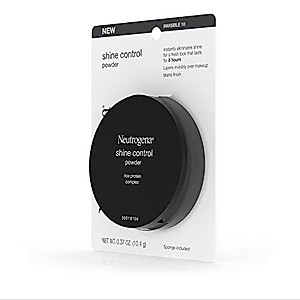 Neutrogena Shine Control Mattifying Face Powder for Oily or Combination Skin, Lightweight & Oil-Absorbing Powder with Rice Protein, Compact with Application Sponge, Invisible 10,.37 oz.