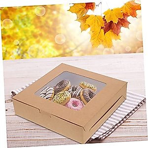 Anneome 5pcs Boxes Boxes Window Cake Box Cupcakes Containers Kraft Cookie Boxes Cupcake Boxes Mini Cake Boxes Muffin Cake Box Muffin Containers Cookie Boxes with Window Baking Case Brown