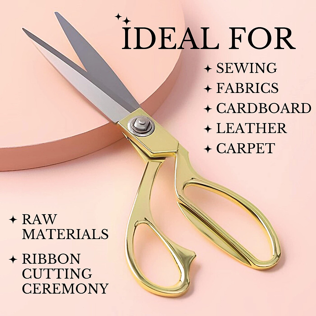 Stainless Steel Scissors Gold Scissor Professional Heavy Duty Sharp Scissors 10.5" Scissors All Purpose Fabric Scissors Professional Sharp Scissors Heavy Duty Craft Scissors Heavy Blades Scissors