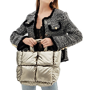 Trendy Puffer Tote Bag, Lightweight Padding Shoulder Bag, Winter Shoulder Bag (Bronze)
