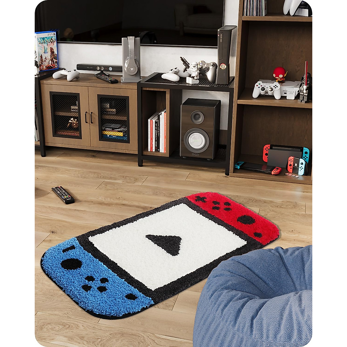 LUMI Fun Glove Floor Mat - Playful Glove Design, Non-Slip Backing, Durable and Easy to Clean, Ideal for Living Room, Bedroom, Nursery and Playroom Decor, 16"x32", Game Console
