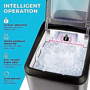 Mueller Nugget Ice Maker Machine, Quietest Heavy-Duty Countertop Ice Machine, 30 lbs of Ice per Day, Compact Portable Ice Cube Maker, 3 QT Water Reservoir, Self-Cleaning with Basket