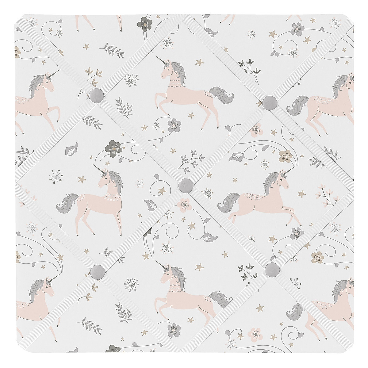 Pink, Grey and Gold Fabric Memory Memo Photo Bulletin Board for Unicorn Collection by Sweet Jojo Designs