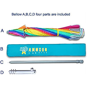 AMMSUN 7.5 Foot Heavy Duty HIGH Wind Beach Umbrella with sand anchor & Tilt Sun Shelter, UV 50+ Protection Outdoor Sunshade Umbrella with Carry Bag for Patio Garden Beach Pool Backyard (Rainbow)