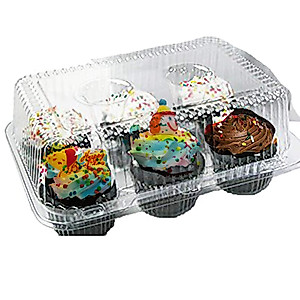 case of 50 6 Cupcake Boxes 6 cupcake containers plastic disposable 6 Pack Cupcake Containers 6 compartment cupcake containers half dozen cupcake containers 6 count 6 cupcake holder