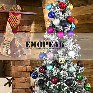 Emopeak 24Pcs Christmas Balls Ornaments for Xmas Christmas Tree - Mini Shatterproof Christmas Tree Decorations Hanging Ball for Holiday Wedding Party Decoration (Orange, 1.2"-3.1CM)