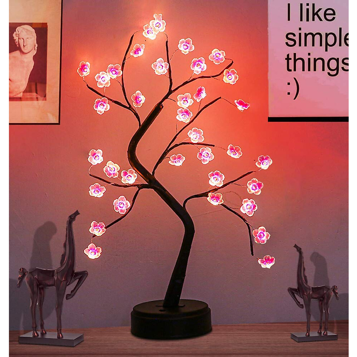 OTAVILEM Bonsai Tree Light, Tree Lamps for Living Room, Cute Night Light for House Decor, Good for Gifts, Home Decorations, Weddings, Christmas and More (Pink Cherry Blossom, 36 LED)