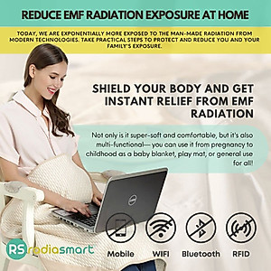 Radia Smart 5G Blocking, EMF Protection Baby Blanket, Pregnancy Belly Shielding, Organic Cotton, Cream, 35”x30