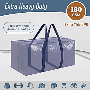 6 Pack Extra Heavy Duty Large Moving Bags with Strong Zipper & Comfortable Handles, Sturdy & Durable Clothes Storage Bags Totes Bins, Blue Packing Moving Boxes for College Supplies, Dark Blue