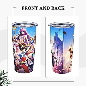STENUA Saint Seiya Stainless Steel Vacuum Insulated Coffee Mug Anime Thermal Cup Travel Tumbler Mugs With Lid Brush And Straw For Home Office Car 20 Oz