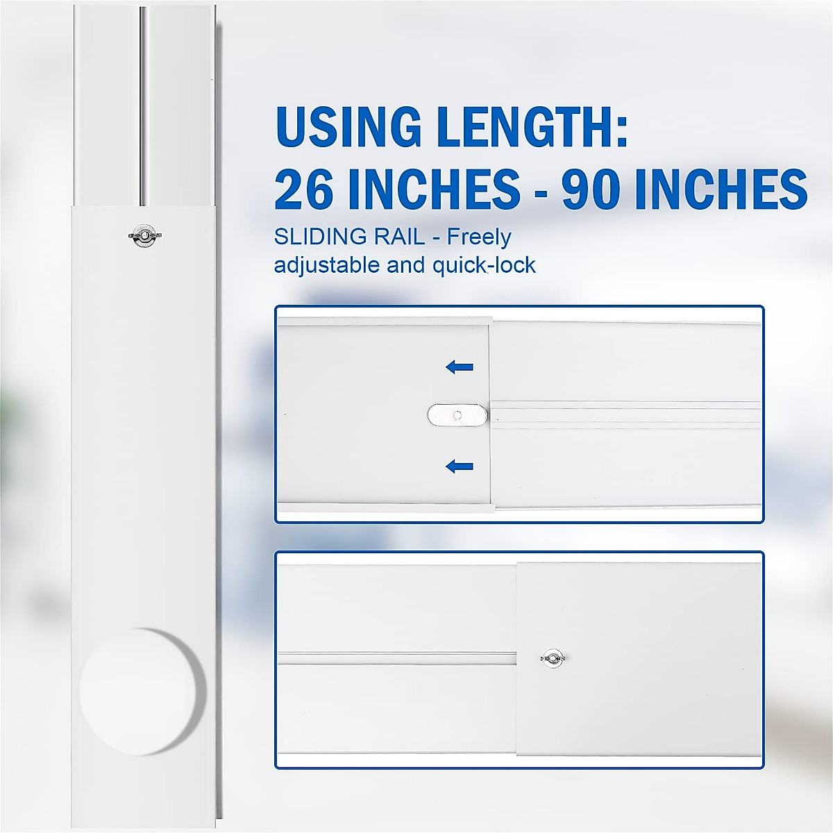 YoleShy Portable Air Conditioner Sliding Door Kit 26 inches - 90 inches Adjustable AC Sliding Door Vent Kit, Extra Long Portable AC Window Kit, for 5.9 inches Exhaust Hose