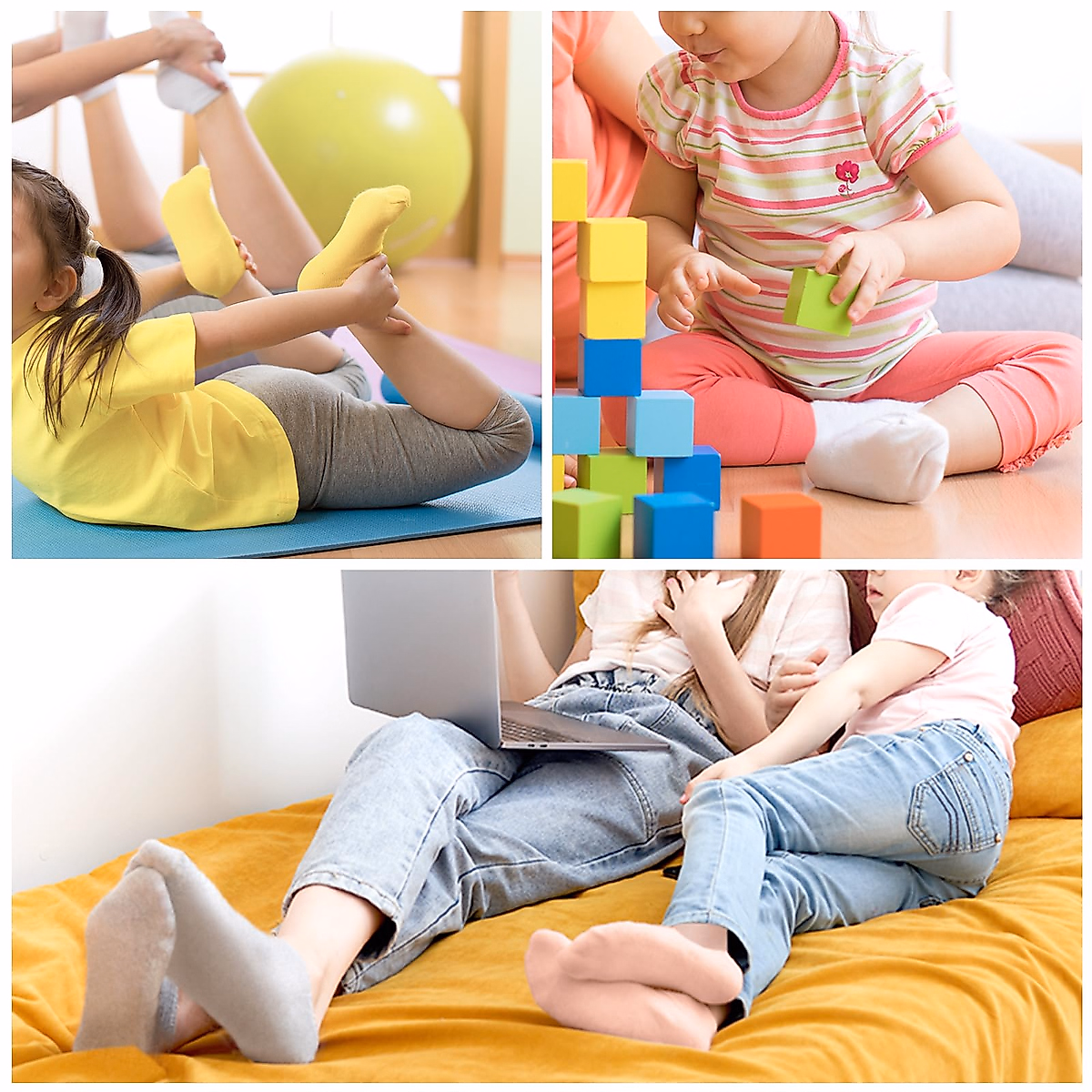 Auranso 10 Pack Toddler Boys Girls Thin No Show Socks Black Grey 3-4T