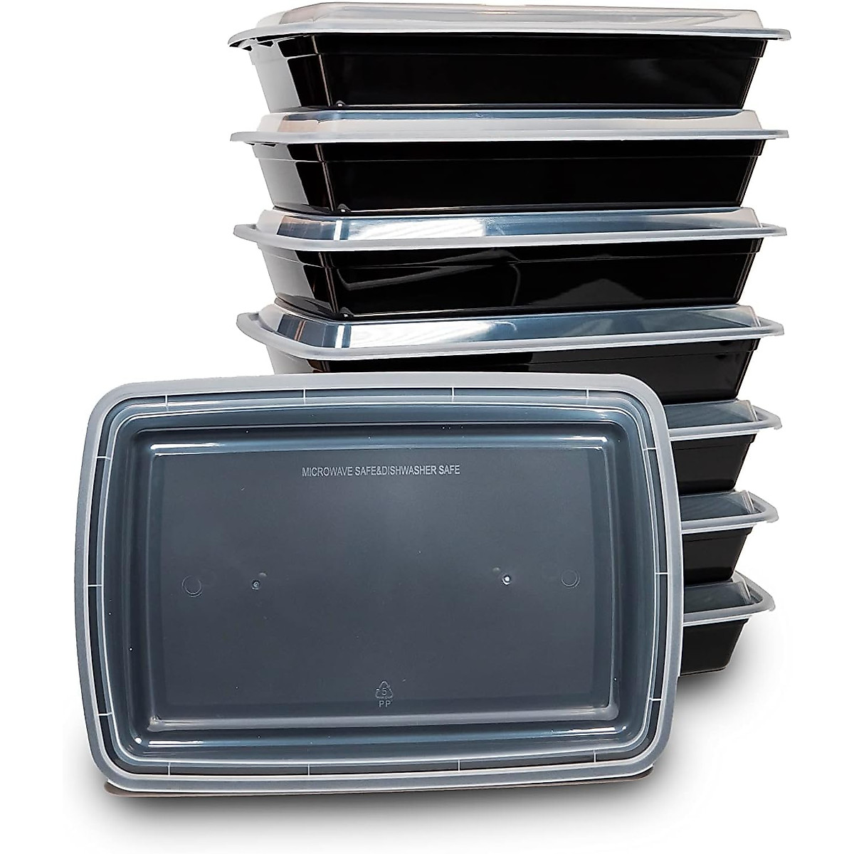 Basidi [50 sets Rectangle 58oz Meal Prep Containers with lids Microwavable Food Container Plastic BPA Free Rectangle