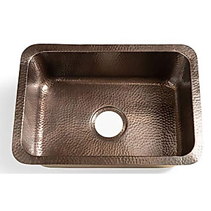 Monarch Abode 17098 Pure Copper Hand Hammered Milan Single Bowl Kitchen Sink (21 inches)