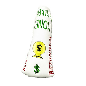 Foretra Putt for Dough - Money Maker White Golf Putter Headcover Quality PU Leather Magnetic Closure for Blade Style Putters