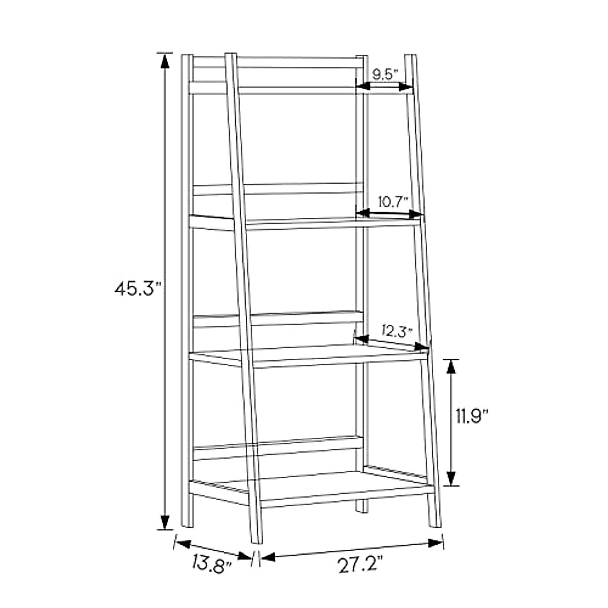 MoNiBloom Ladder Shelf for Plant Flower Book, Bamboo 4-Tier Trapezoid Storage Shelf Organizer for Living Room Patio Kitchen Bathroom Home Office, White