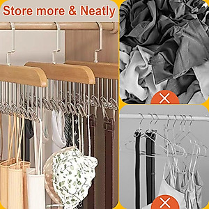 Plowatxi Belt Hanger for Closet 2 Pack Belt Hanger with 16 Hooks, Sturdy Wooden Non-Slip Belt Holder for Closet Space Saving Belt Organizer for Closet Rotating Display Belt Rack for Bra Hat Tank Tops
