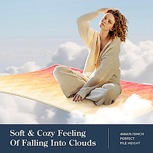 Lahome 8x10 Modern Ombre Bedroom Rug, Washable Area Rug for Kids Room, Diamond Nursery Rug with Rubber Backing, Stain Resistant Soft Rug for Living Room (Pink/Yellow)