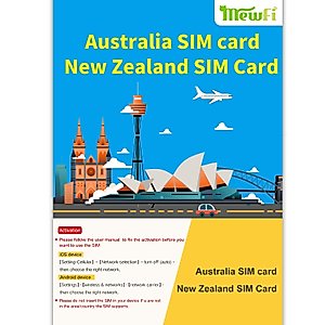 10Days 5GB Australia SIM Card, New Zealand SIM Card, 3 in 1 Data Only Prepaid SIM Card, Standard, Micro & Nano SIM Card for Unlocked Phones